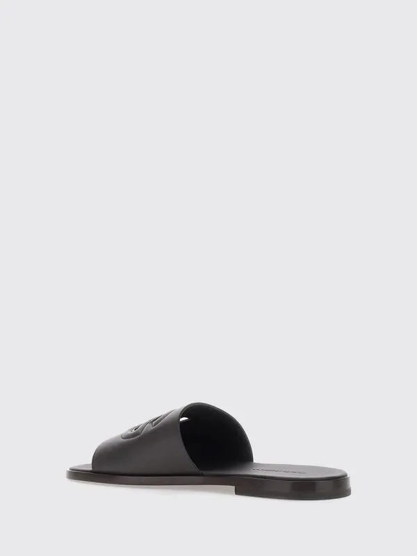 Dolce & Gabbana Calfskin Slides With Dg Monogram Detail - Brown