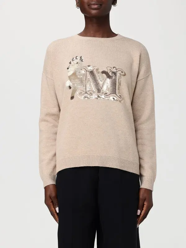 Max Mara Wool And Cashmere Sweater With Sequined Monogram