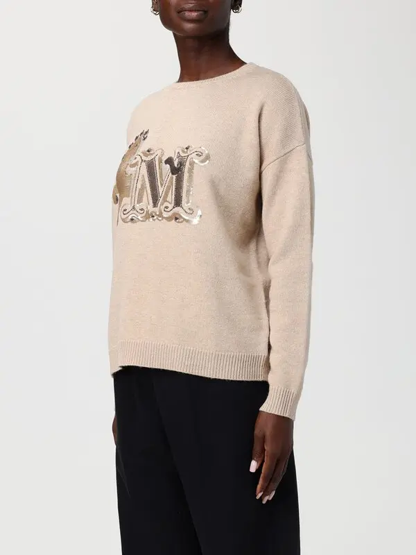 Max Mara Wool And Cashmere Sweater With Sequined Monogram