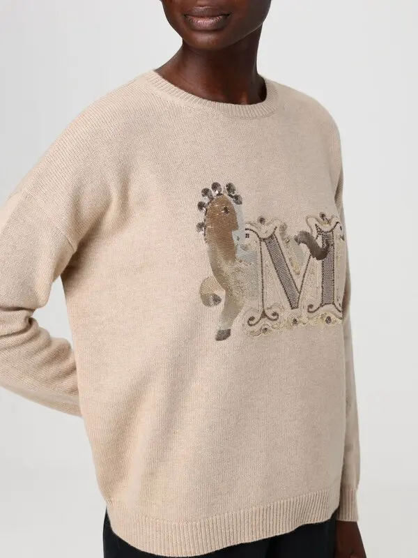 Max Mara Wool And Cashmere Sweater With Sequined Monogram