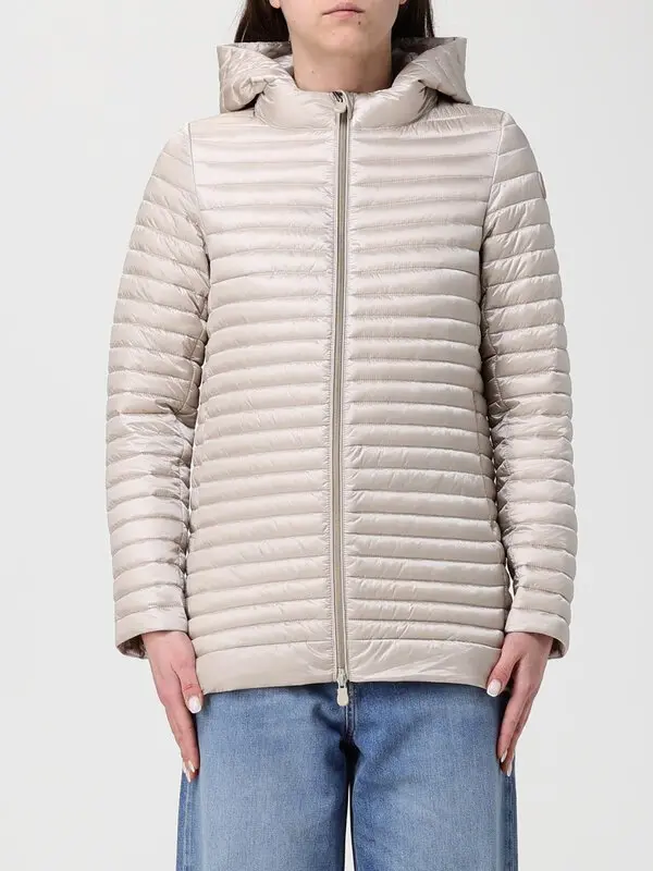 SAVE THE DUCK Hooded Nylon Puffer Jacket - Beige