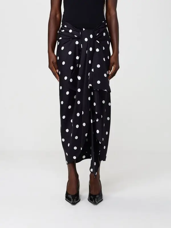Sportmax Polka Dot Satin Midi Skirt - Black