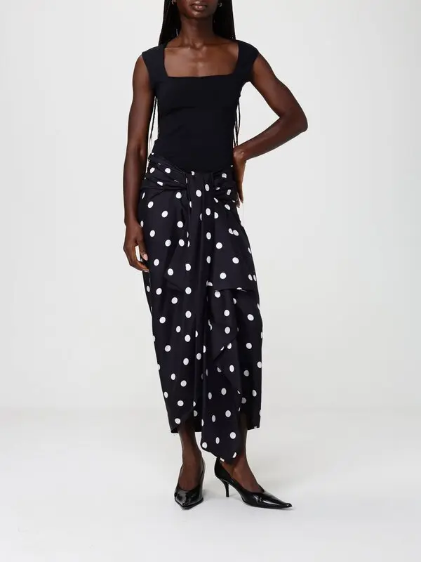 Sportmax Polka Dot Satin Midi Skirt - Black