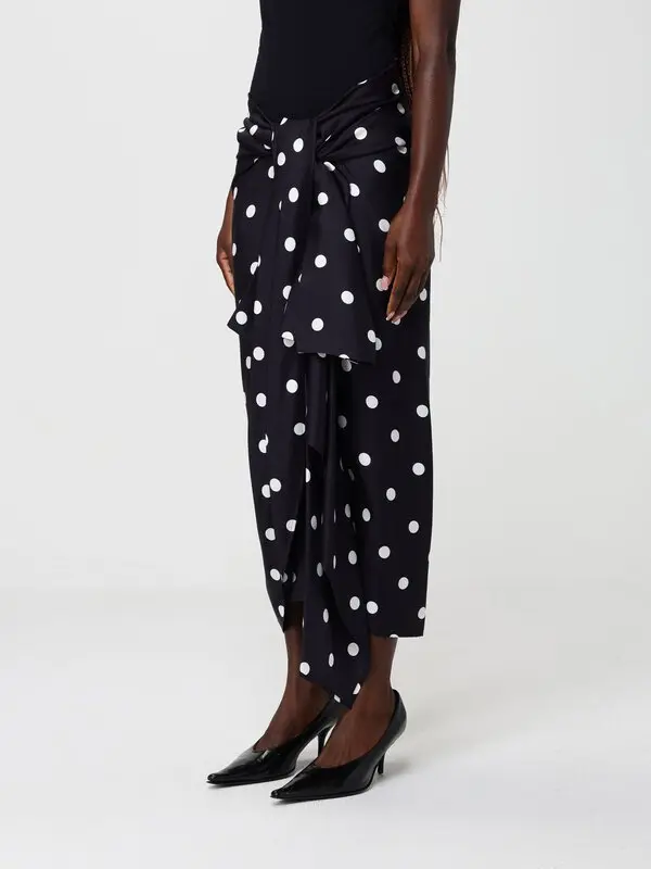 Sportmax Polka Dot Satin Midi Skirt - Black