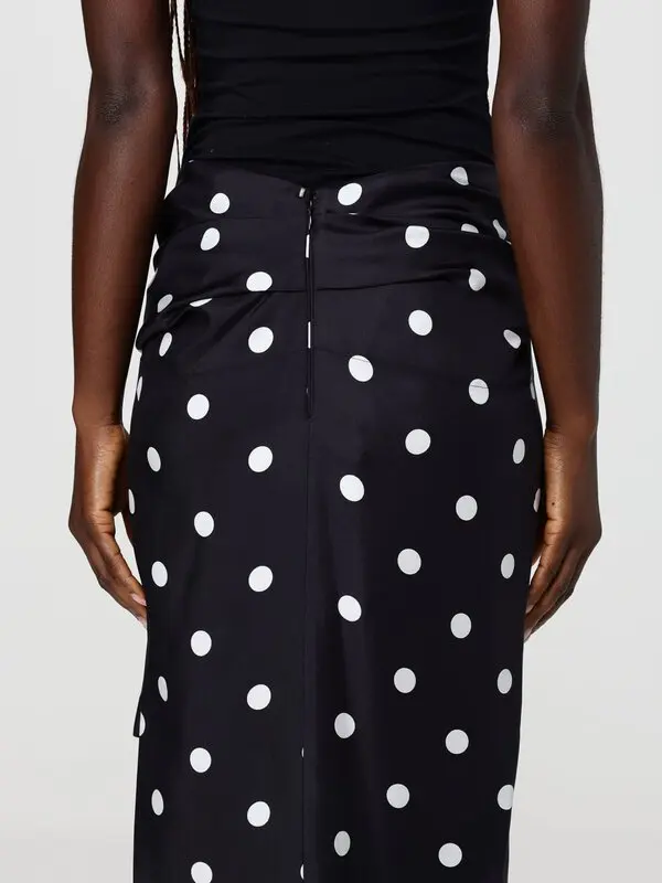 Sportmax Polka Dot Satin Midi Skirt - Black