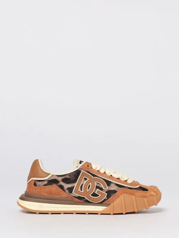 Dolce & Gabbana Leopard Print Suede And Nylon Athletic Sneakers