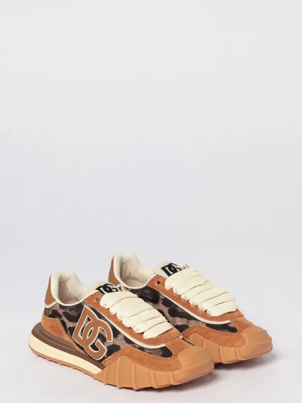 Dolce & Gabbana Leopard Print Suede And Nylon Athletic Sneakers