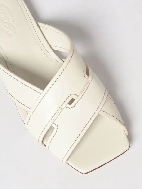 TOD'S Leather Mule Sandals - White