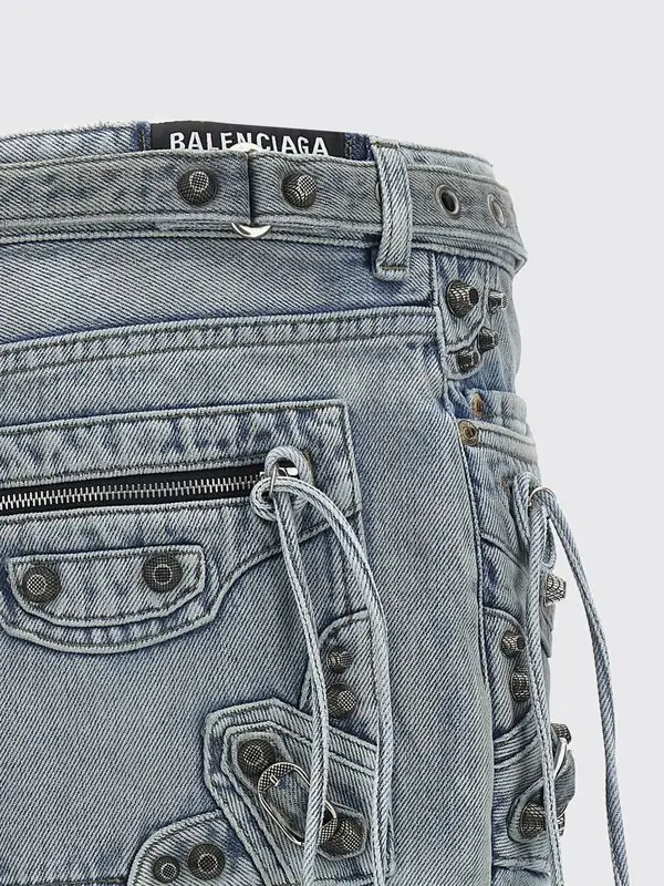 Balenciaga Belted Denim Skirt - Blue