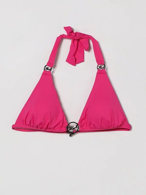 Karl Lagerfeld Halterneck Bikini Top And Cheeky Bikini Bottom - Fuchsia