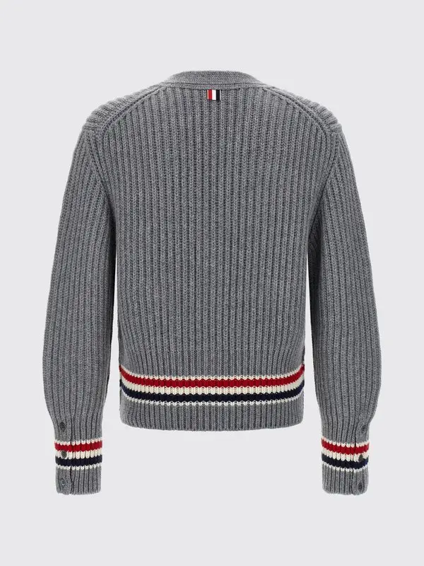 Thom Browne Ribbed Cardigan With Striped Accents