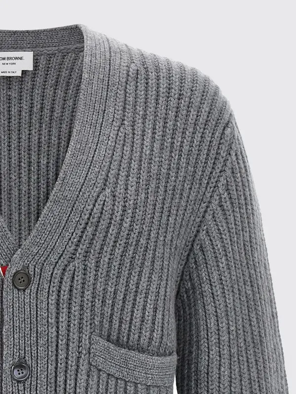 Thom Browne Ribbed Cardigan With Striped Accents