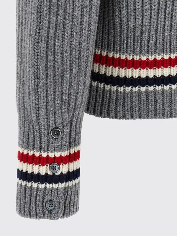Thom Browne Ribbed Cardigan With Striped Accents