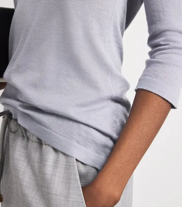 Colombo Wool Cropped-sleeve Sweater