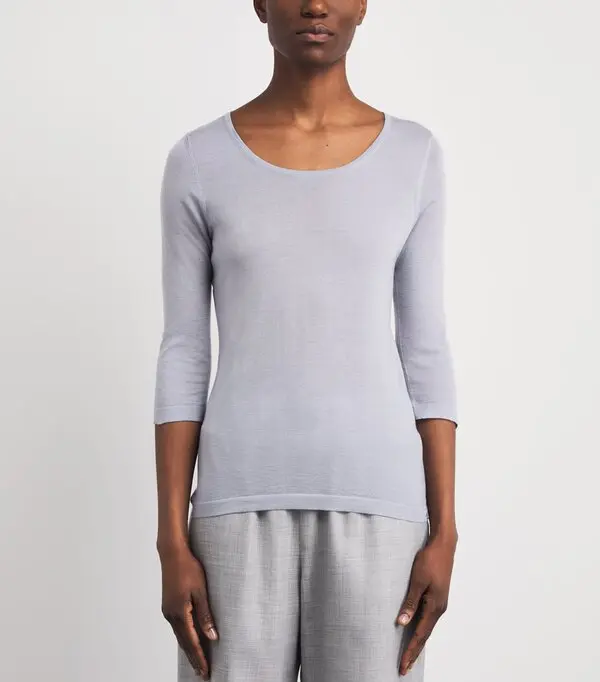 Colombo Wool Cropped-sleeve Sweater