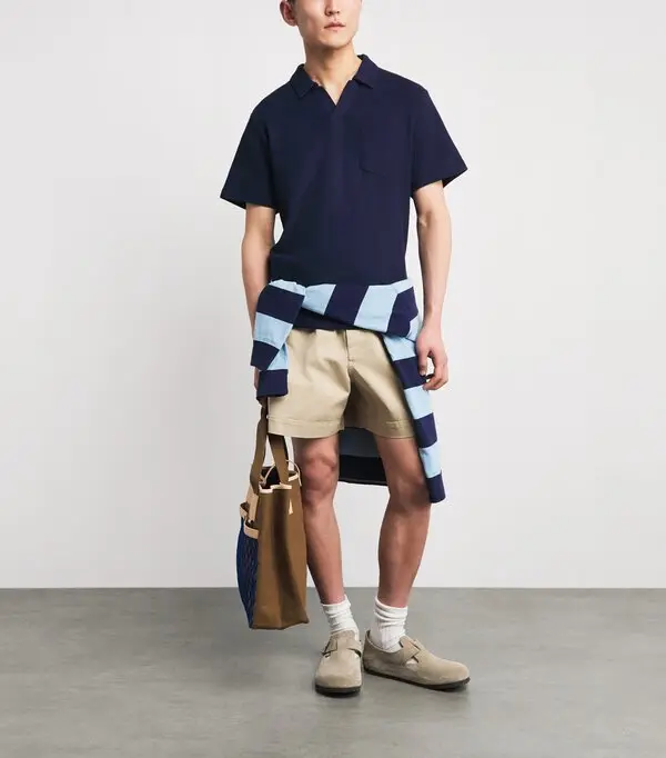 Polo Ralph Lauren Cotton Open-collar Polo Shirt With Pocket - Navy