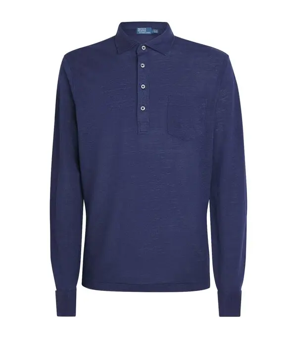 Polo Ralph Lauren Linen Long-sleeve Polo Shirt - Navy