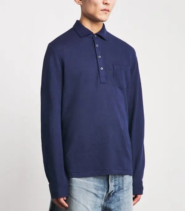 Polo Ralph Lauren Linen Long-sleeve Polo Shirt - Navy