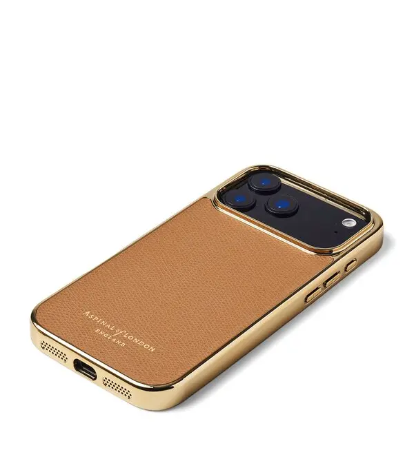 ASPINAL OF LONDON Leather Iphone 17 Pro Case - Brown