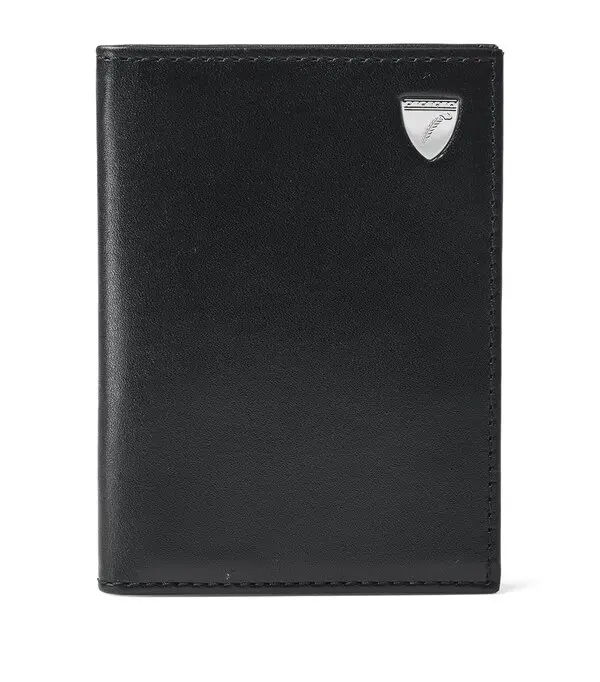 ASPINAL OF LONDON Leather Double Fold Card Holder - Black
