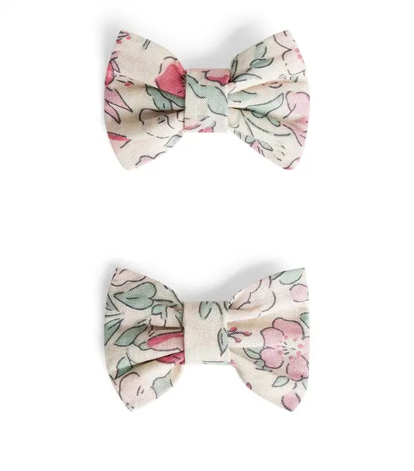 Bonpoint Floral Bow Hair Clips - Pink