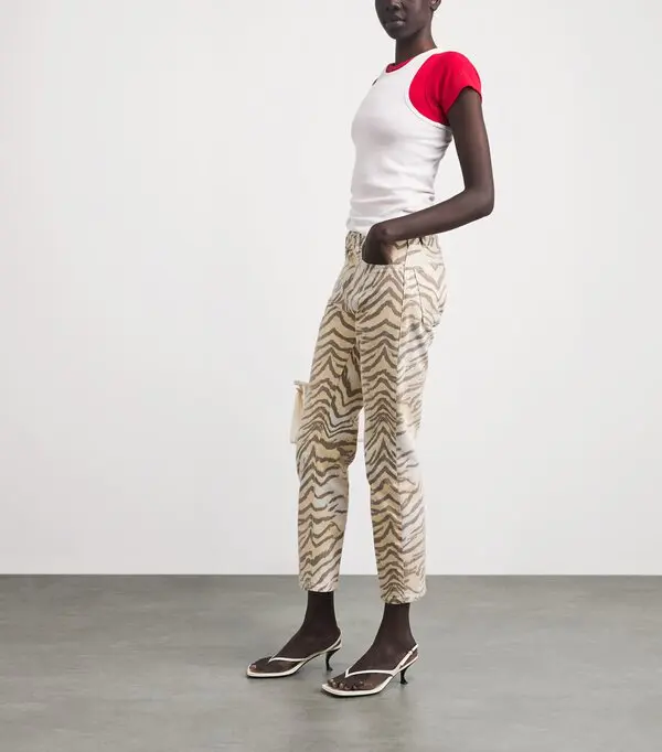 Good American Tiger Print Straight Jeans