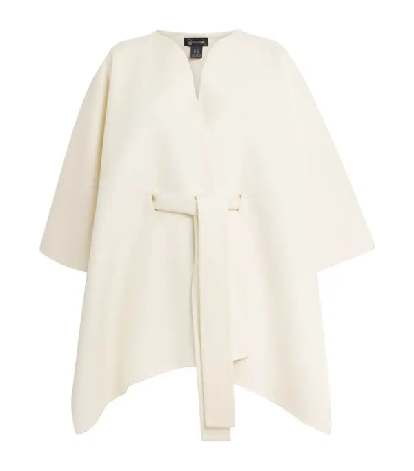 Colombo Cashmere Belted Cape - White