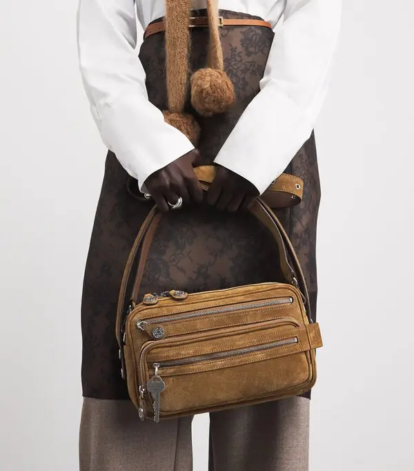 Acne Studios Camero Suede Shoulder Bag - Brown