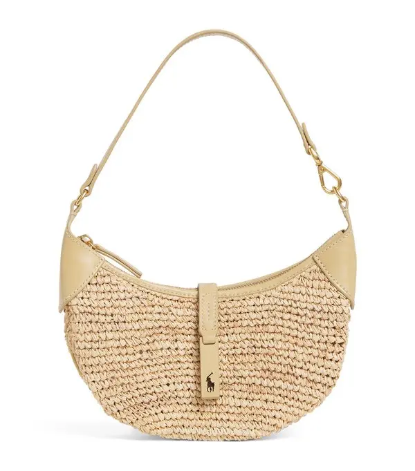 Polo Ralph Lauren Mini Raffia Polo Id Shoulder Bag - Beige