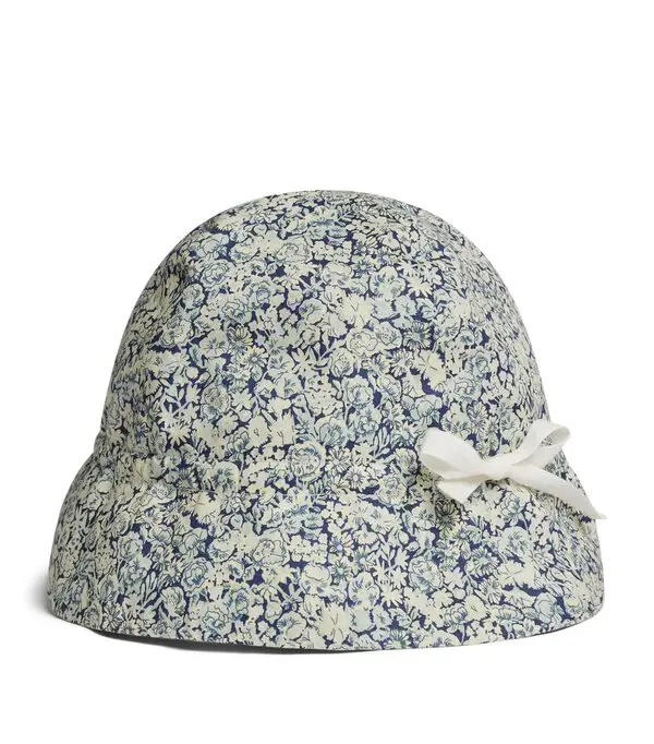 Bonpoint Cotton Floral Cloche Hat - Navy