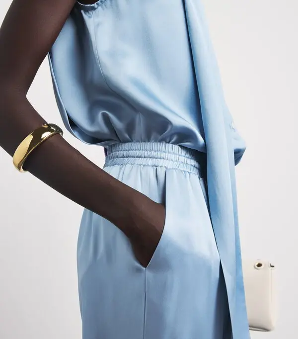 LAURA PITHARAS Silk Drawstring Trousers - Blue