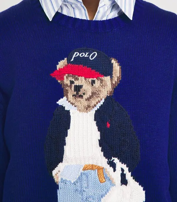 Polo Ralph Lauren Cotton Polo Bear Sweater - Blue