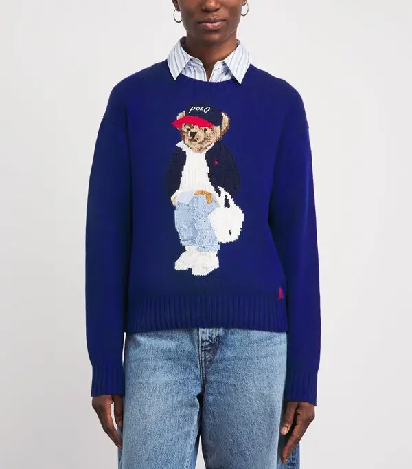 Polo Ralph Lauren Cotton Polo Bear Sweater - Blue