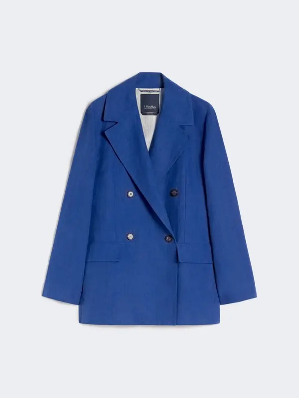 Max Mara Double-breasted Linen Canvas Jacket - Cornflower Blue