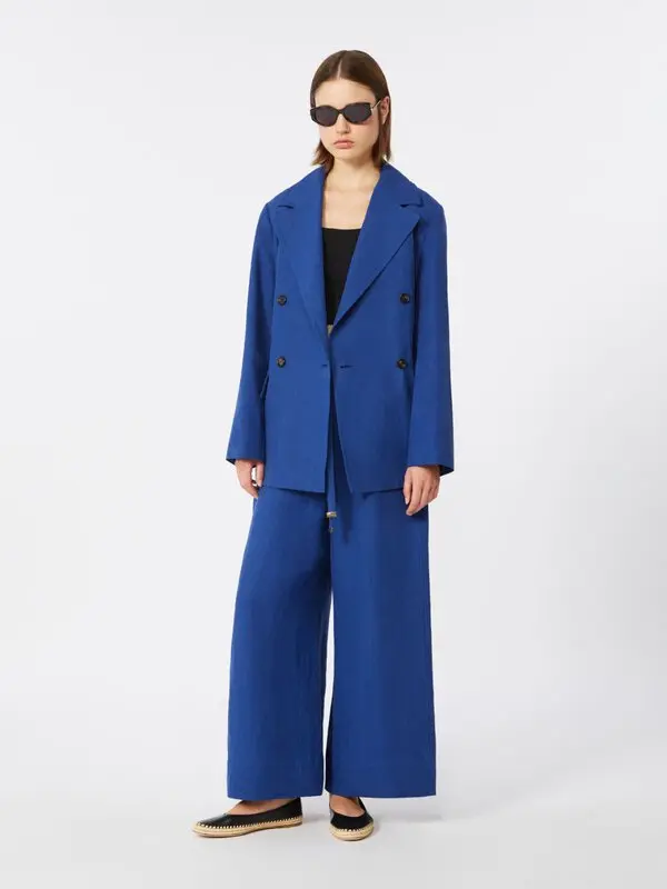 Max Mara Double-breasted Linen Canvas Jacket - Cornflower Blue