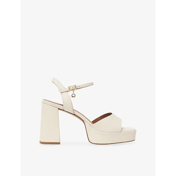 Maje Platform Heeled Leather Sandals - Ecru