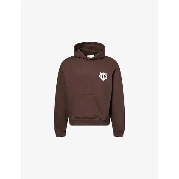 THE COUTURE CLUB Monogram-emblem Relaxed-fit Cotton Hoody - Brown