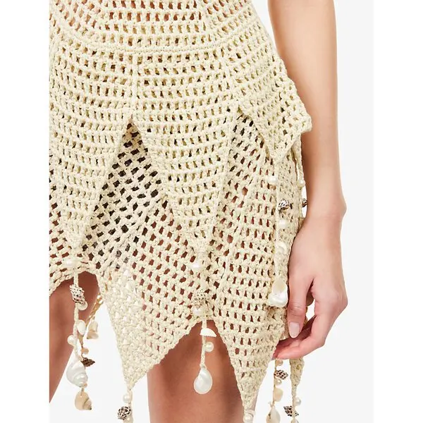 JADED LONDON Halterneck Shell-trim Crochet Top