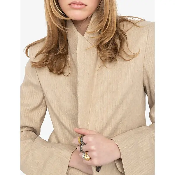 Zadig&Voltaire Vavy Striped Cotton And Linen-blend Blazer - Cookie