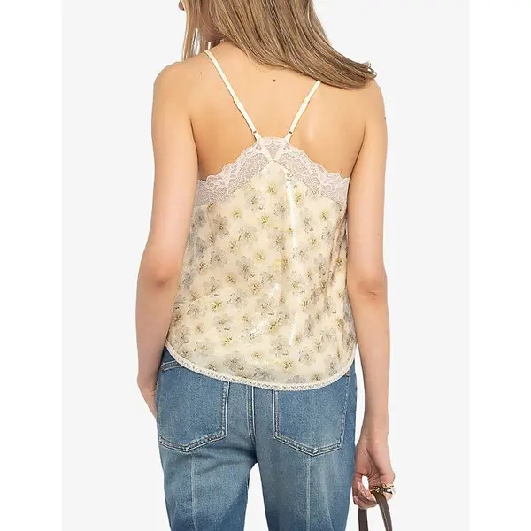 Zadig&Voltaire Christy Sequin-print Cami Top - Vanille