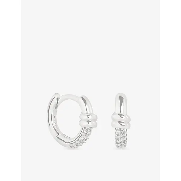 ASTRID & MIYU Pavé Knot 925 Sterling Silver Huggie Earrings - Rhodium