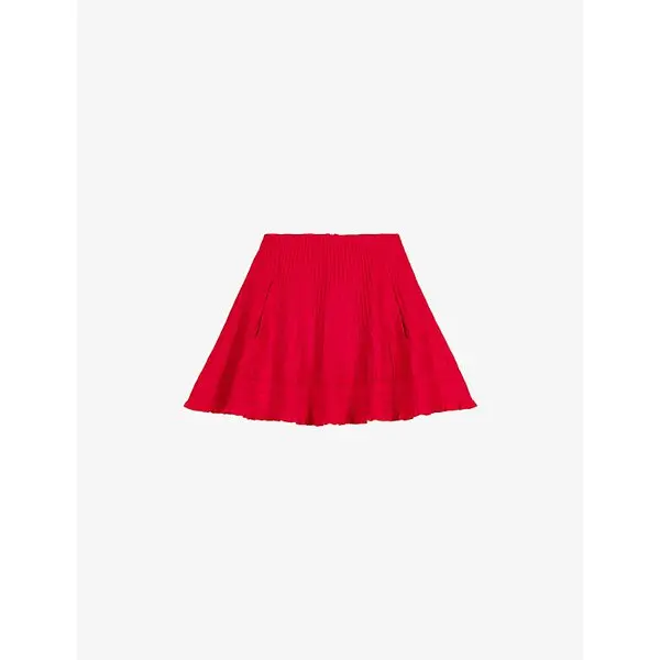 Maje Side-pocket Ribbed Knitted Mini Skirt - Red