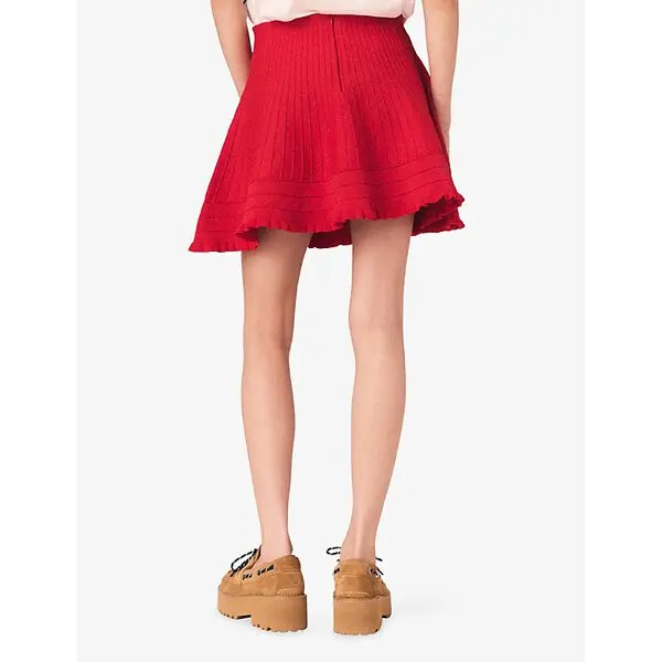 Maje Side-pocket Ribbed Knitted Mini Skirt