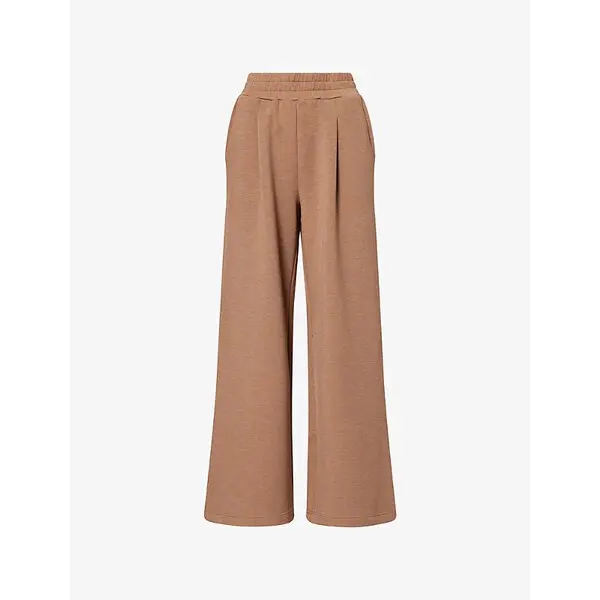 Varley Pleated Wide-leg Stretch-jersey Jogging Bottoms - Golden Bronze Marl