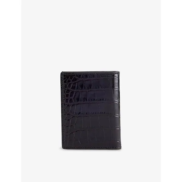TOM FORD Croc-embossed Bi-fold Leather Card Holder