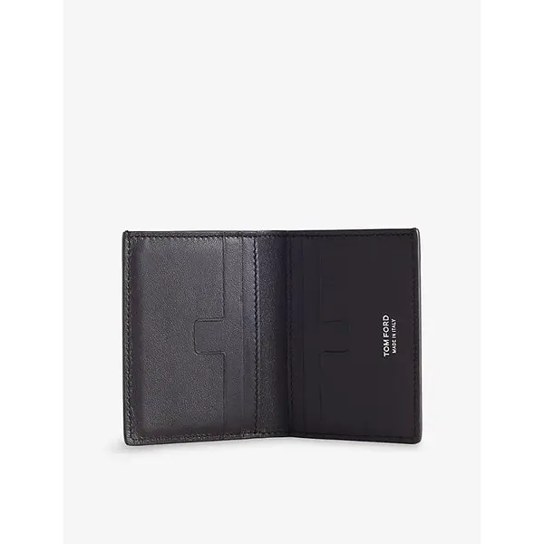 TOM FORD Croc-embossed Bi-fold Leather Card Holder