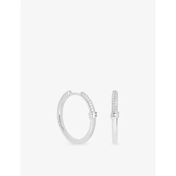 ASTRID & MIYU Pavé Knot 925 Sterling Silver Hoop Earrings - Rhodium