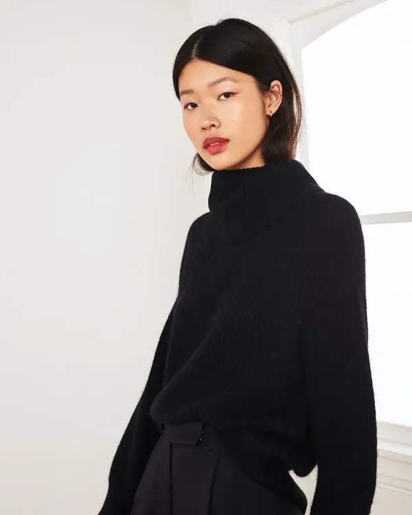 Quince Alpaca Turtleneck Sweater - Black