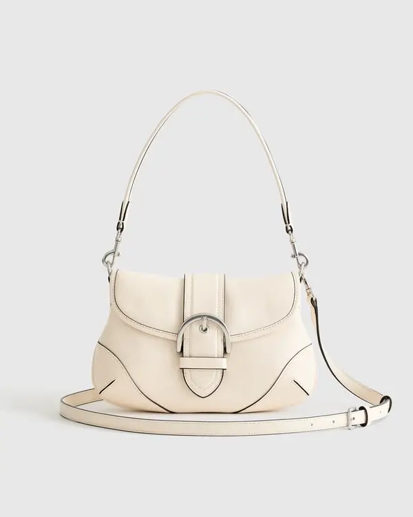 Quince Italian Leather Buckle Detail Shoulder Bag