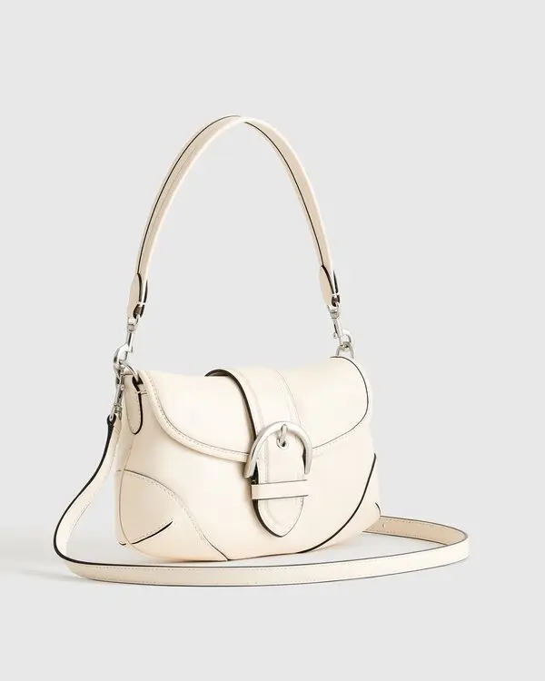 Quince Italian Leather Buckle Detail Shoulder Bag